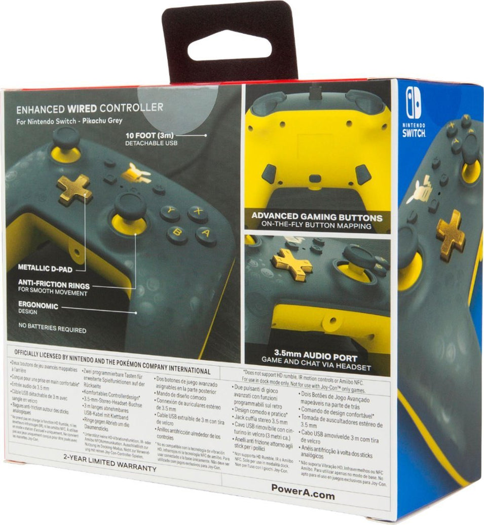Power A - Enhanced Wired Controller Pokémon Pikachu Grey - Nintendo Sw ...